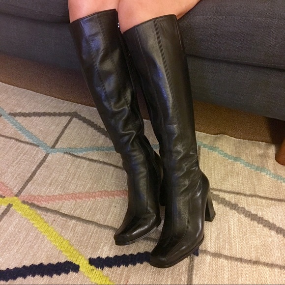 Tandy | Shoes | Tandy Black Genuine Leather Kneehigh Boots | Poshmark